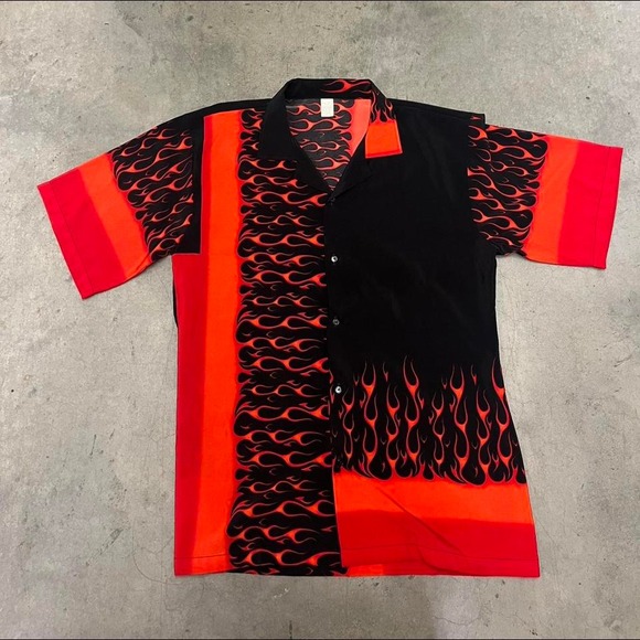 Boss | Shirts | Vintage 9s Aop Flame Pattern Boss Bay Skater Button Up ...